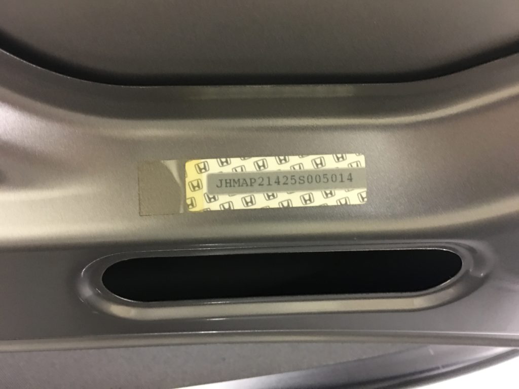 2005 Honda S2000 (5014) VIN Tags & Paint Meter Results | Sterling Sackey